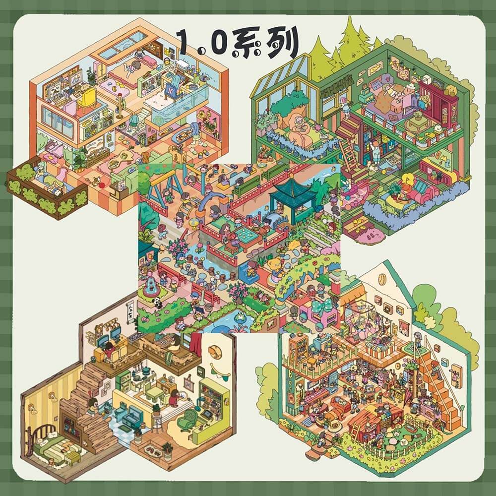 Introvert’s Paradise Series DIY 3D Scene Stickers 5 Cute Miniature Sce