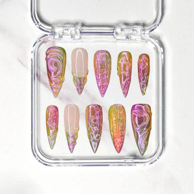 Twilight Elegance: Ombre Stiletto Press-On Nails for a Sunset-Inspired ...
