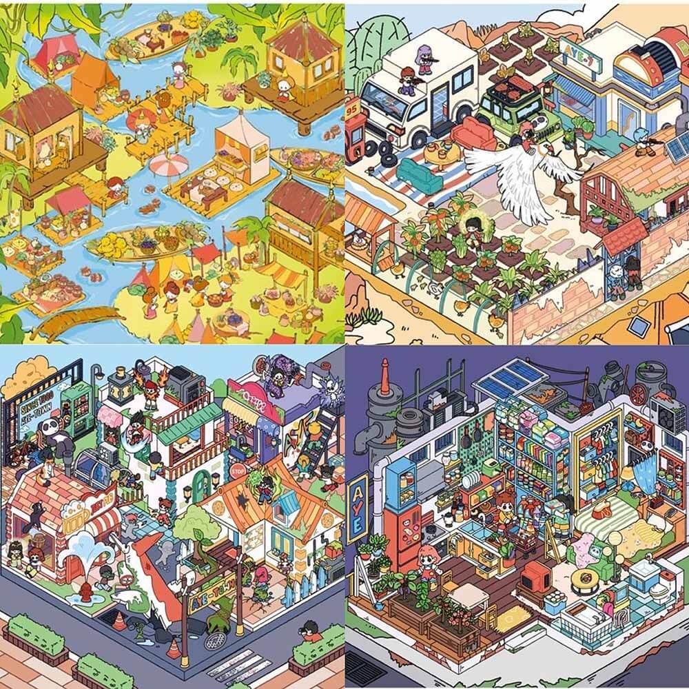 Doomsday Diary DIY 3D Scene Stickers 4 Cute Miniature Scenes(M)