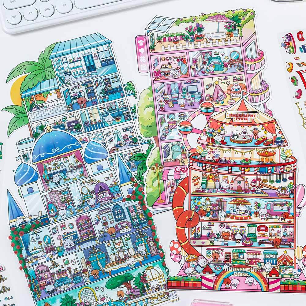 Dreamscape Home 3D Scene Stickers 4 Cute Miniature Scenes(L)