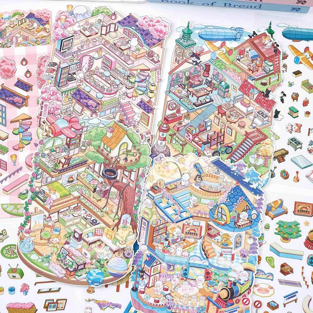 Dreamy Encounters DIY 3D Scene Stickers 4 Cute Miniature Scenes(L)