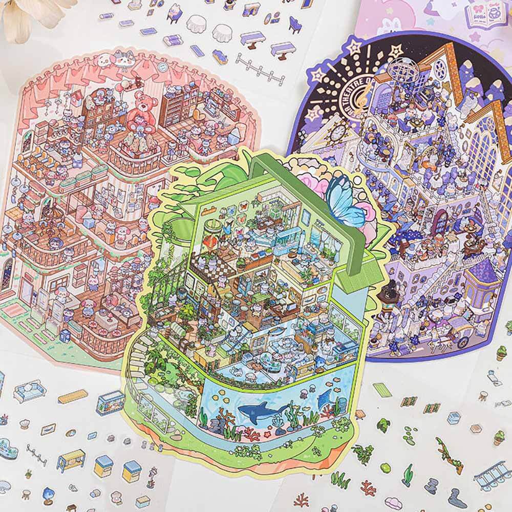 Gentle Oddities DIY 3D Scene Stickers 3 Cute Miniature Scenes(L)