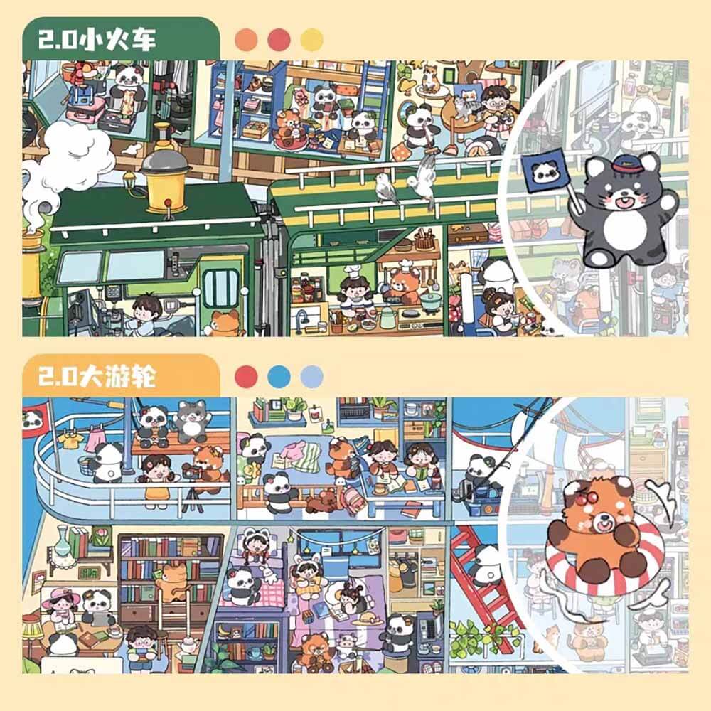 Happy Journey DIY 3D Scene Stickers 2 Cute Miniature Scenes(L)