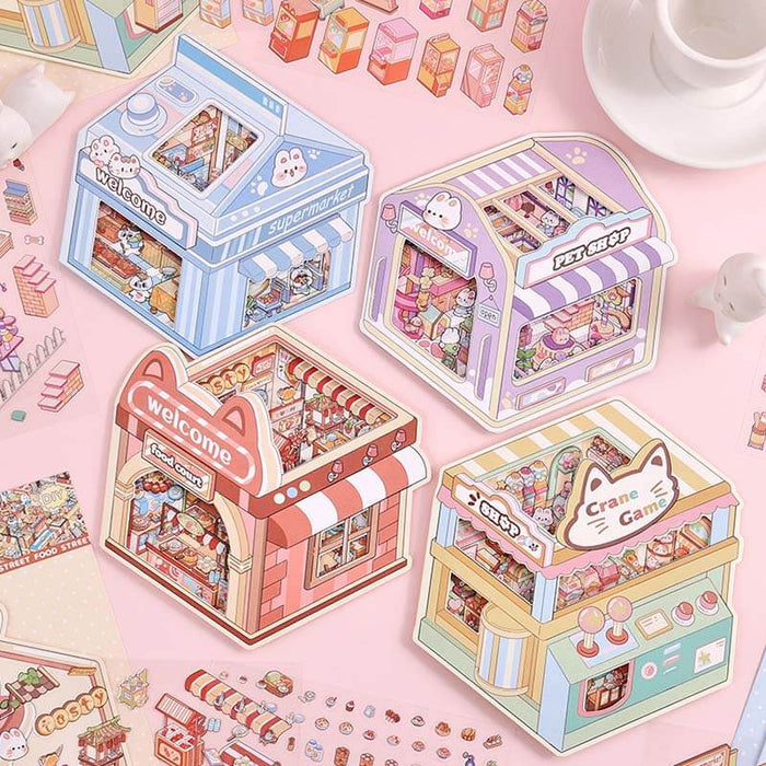 Paws & Palates DIY 3D Scene Stickers 4 Cute Miniature Scenes(S)