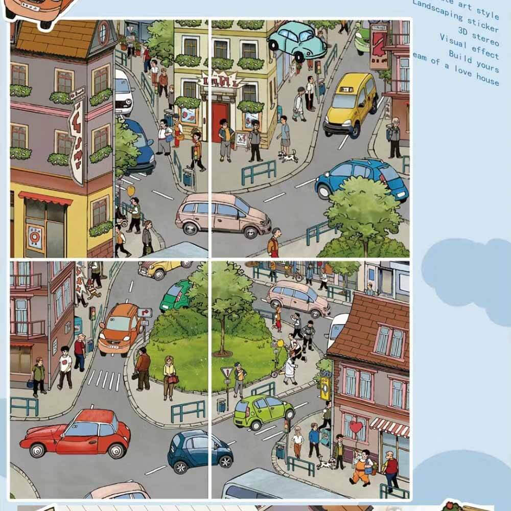 Street View Puzzle DIY 3D Scene Stickers Cute Miniature Scenes(S)